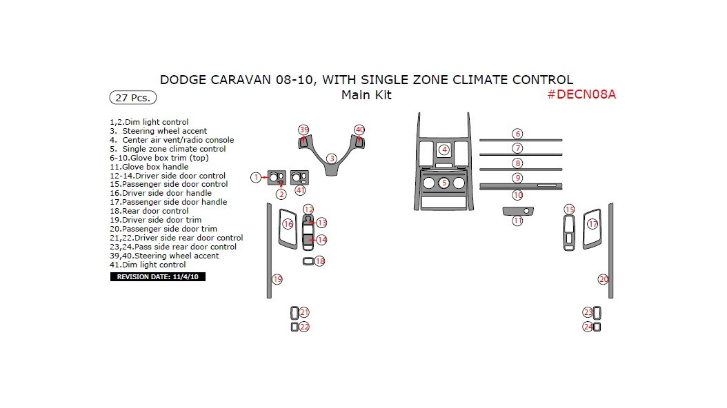Dodge Caravan 2008-2010, With Single Zone Climate Control, Main ...