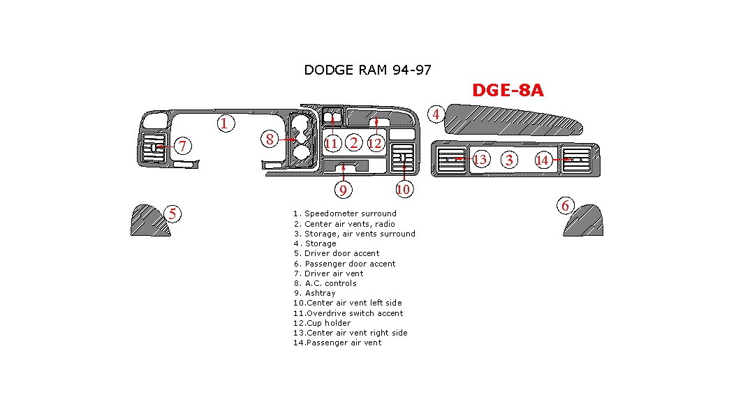 Dodge RAM 1500 (1994-1997), RAM 2500/3500 (1994-1997), Full Interior ...