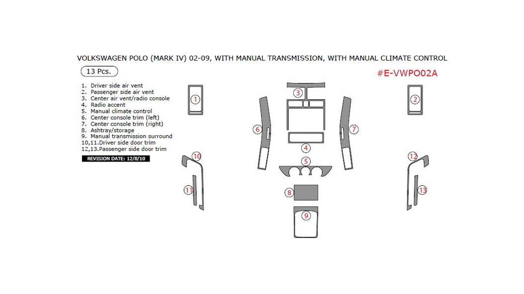 Volkswagen Polo 2002-2009, Interior Dash Kit, With Manual Transmission ...