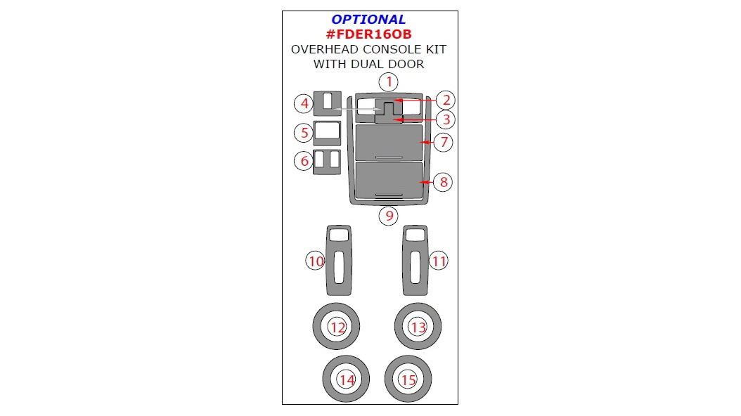 Ford Explorer 2016-up, Optional Overhead Console Interior Kit With Dual ...