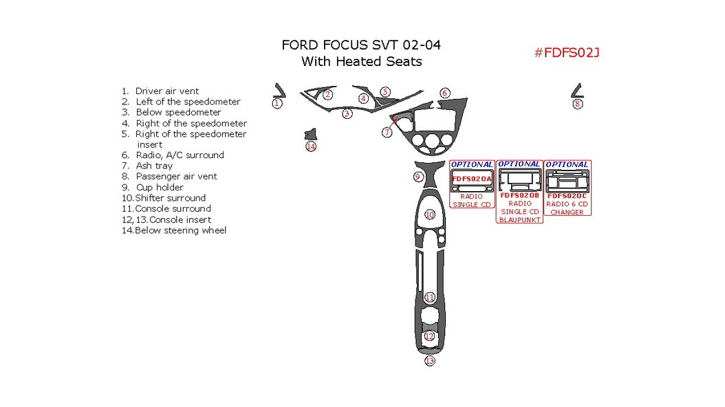 Ford Focus SVT 2002-2004, Interior Dash Kit, 2 & 4 Door, With Heated ...