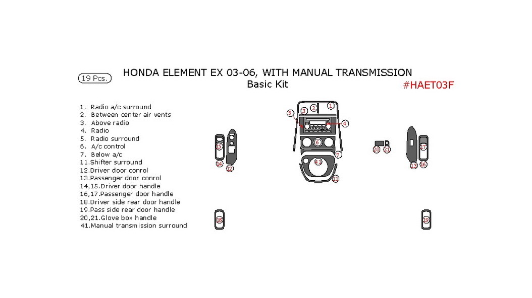 Honda Element 2003-2006, EX, With Manual Transmission, Basic Interior ...
