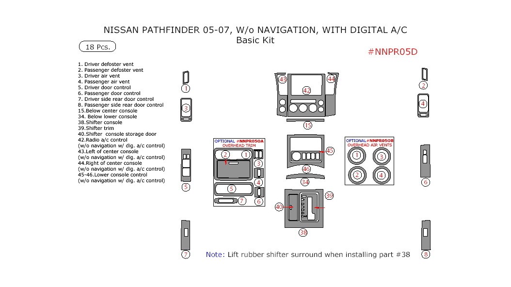 Nissan Pathfinder 2005-2007, W/o Navigation System, With Digital A/C ...