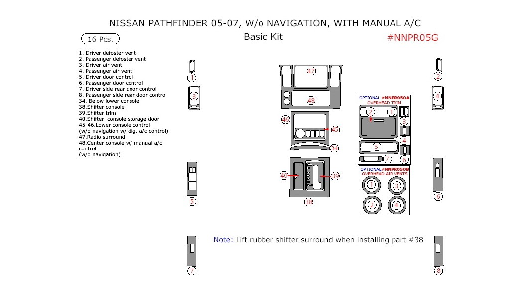Nissan Pathfinder 2005-2007, W/o Navigation System, With Manual A/C ...