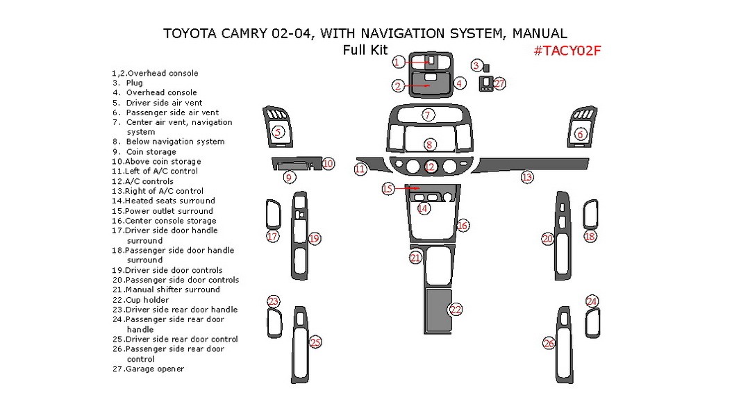 Toyota Camry 2002-2004, With Navigation System, Manual, Full Interior ...