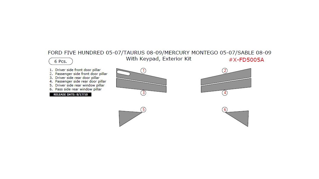Ford 500 2005-2007, Ford Taurus 2008-2009, Mercury Montego 2005-2007 ...
