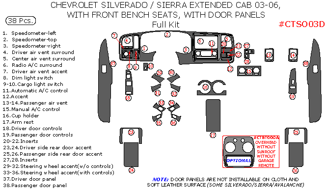 Chevrolet Silverado 2003-2006, GMC Sierra 2003-2006, With Front Bench ...