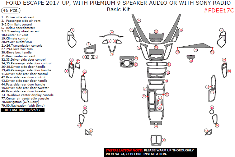 Ford Escape 2017-2019, With Premium 9 Speaker Audio Or With Sony Radio ...