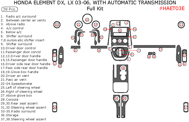 Honda Element 2003-2006, DX LX, With Automatic Transmission, Full ...