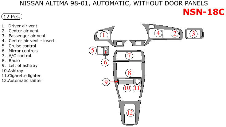 Nissan Altima 1998-2001, Interior Dash Kit, Automatic, Without Door ...