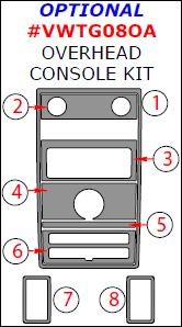 Volkswagen Touareg 2008-2010, Optional Overhead Console Interior Kit, 8 ...
